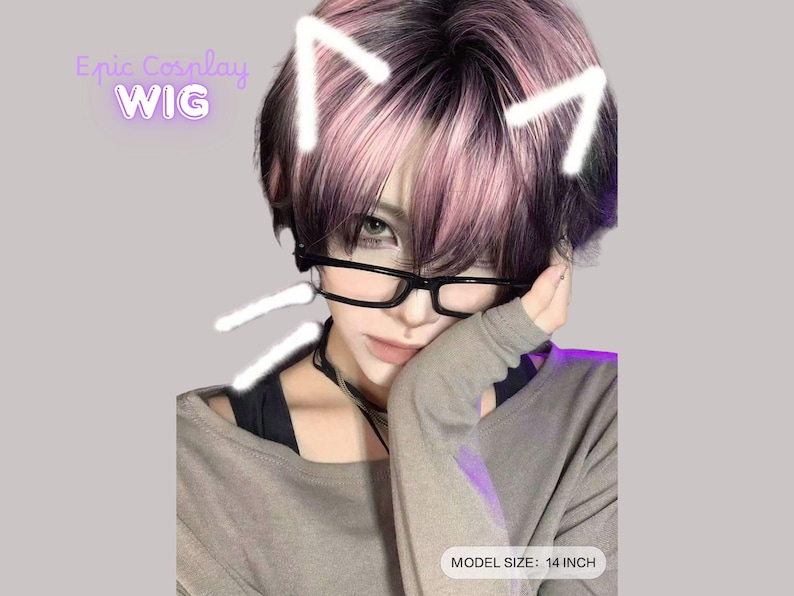 Short Layered Wig for Anime Cosplay | Tousled Ash Purple Pixie Cut Wig ...