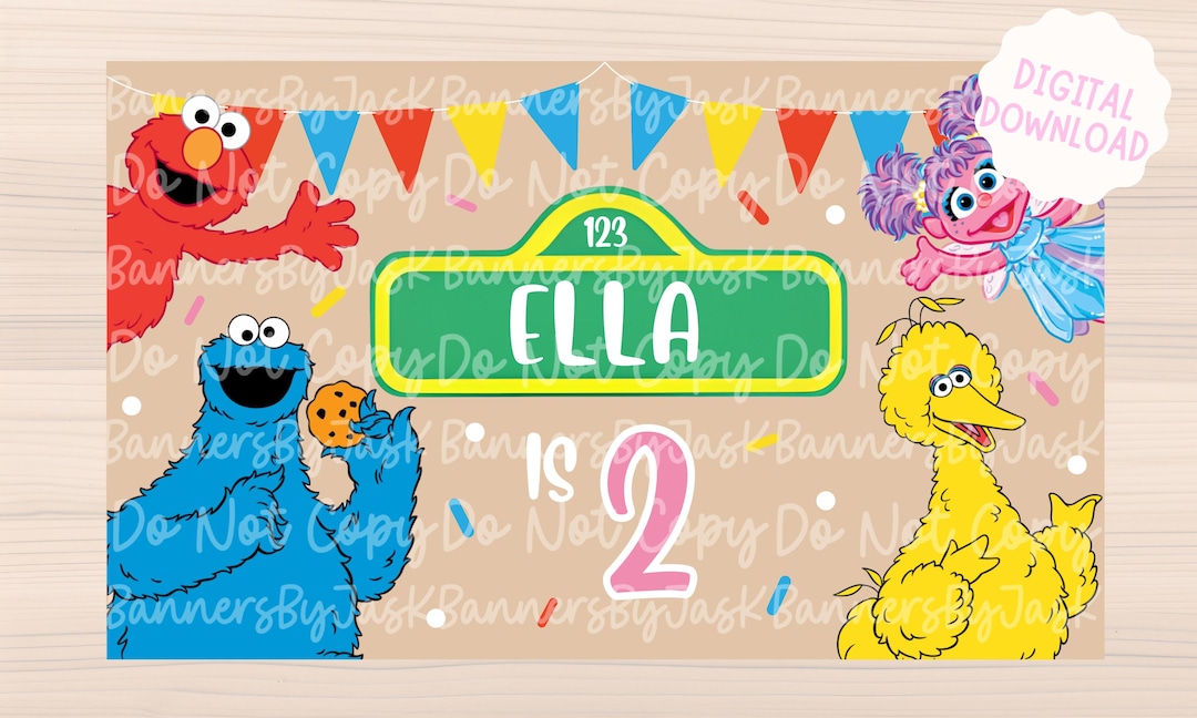 Sesame Street Banner Template | Elmo Birthday Banner | DIGITAL FILE - Etsy