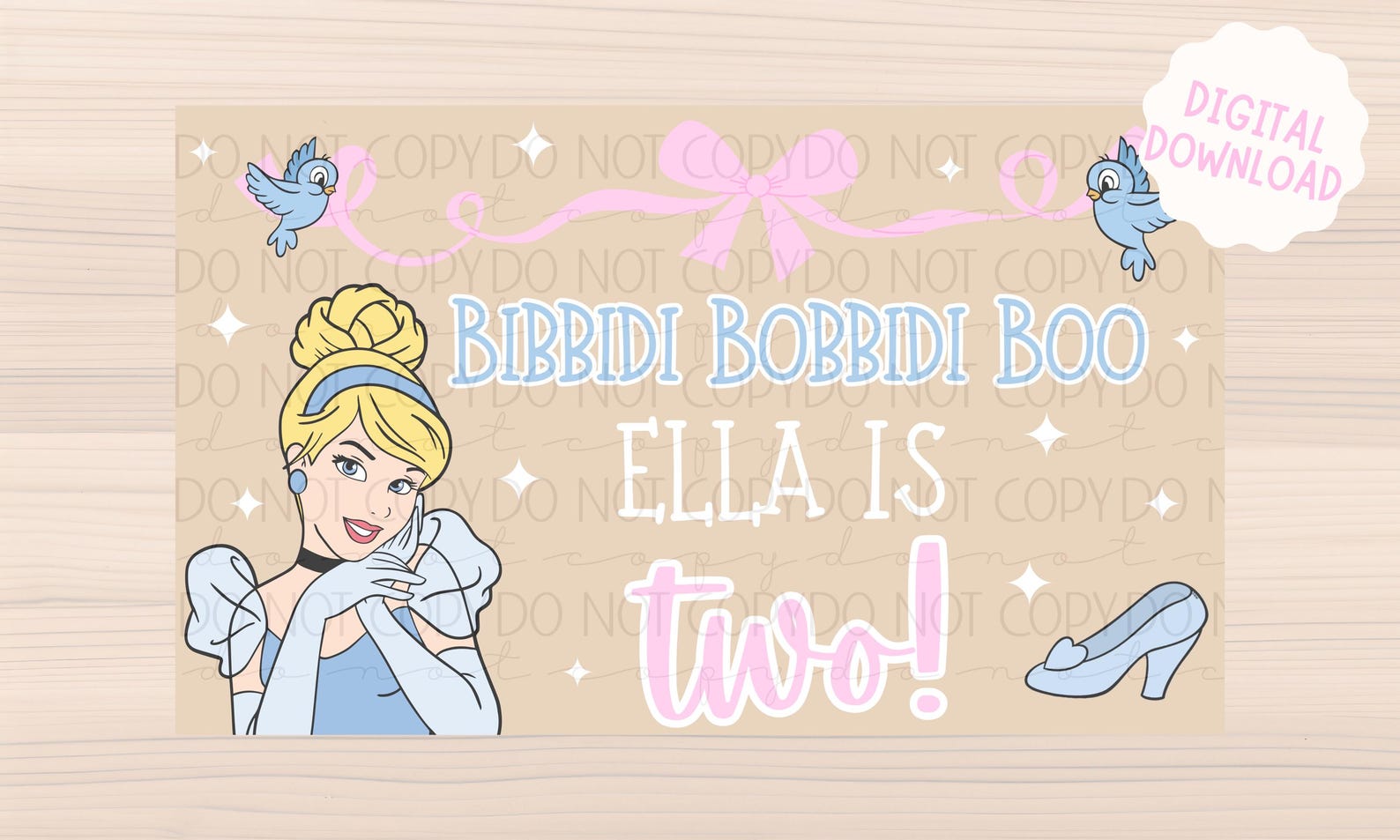Bibbidi Bobbidi Two Banner Template | DIGITAL FILE | Editable Canva ...