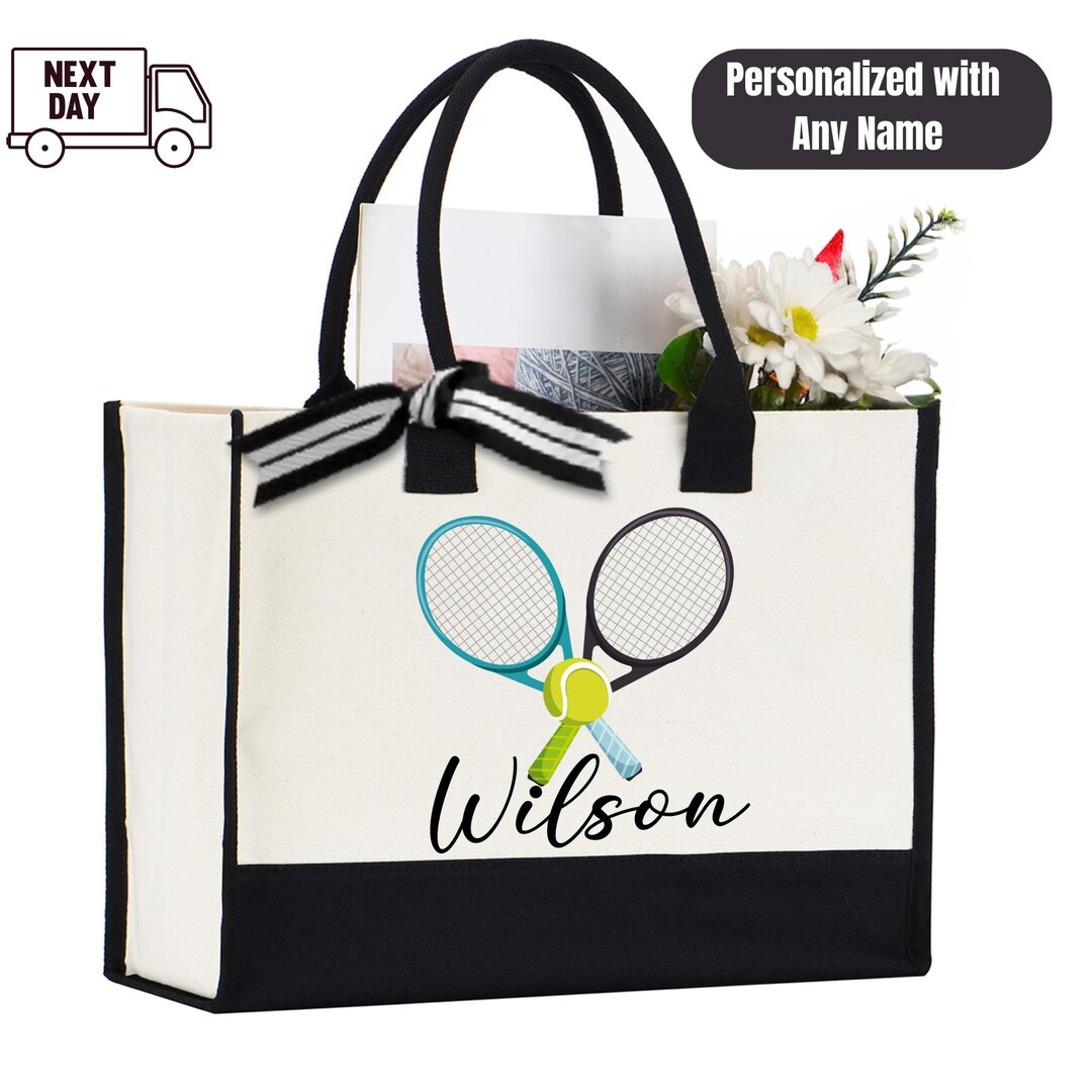 Personalized Tennis Tote Bag, Custom Name Gift - Etsy