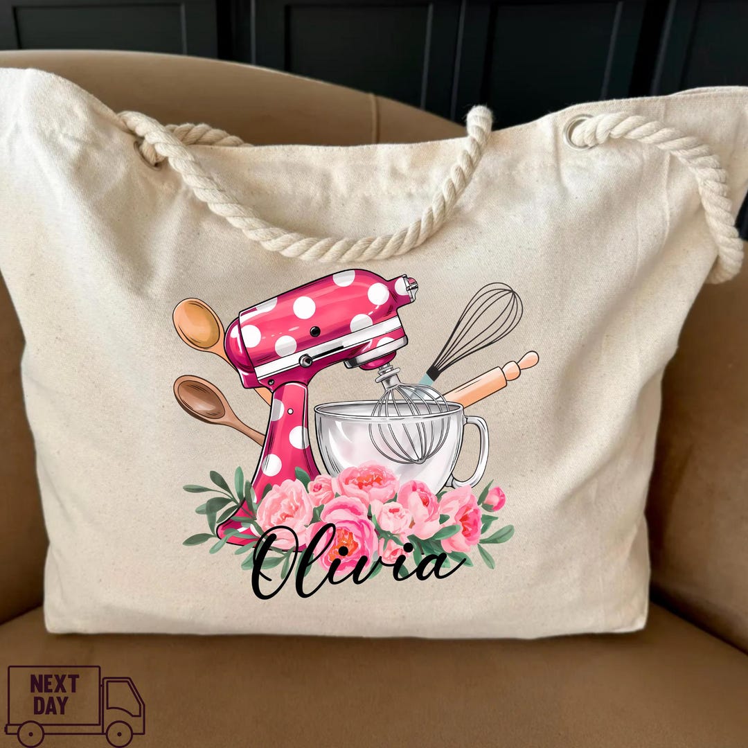 Personalized Baking Tote Bag, Custom Baking Mixer Gift Bags, Customized ...