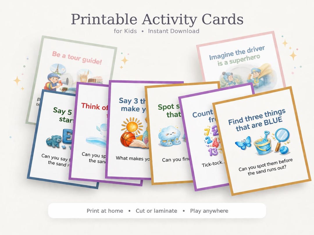 Kids Travel Activity Cards | Screen-free Games, Road Trip Airplane ...