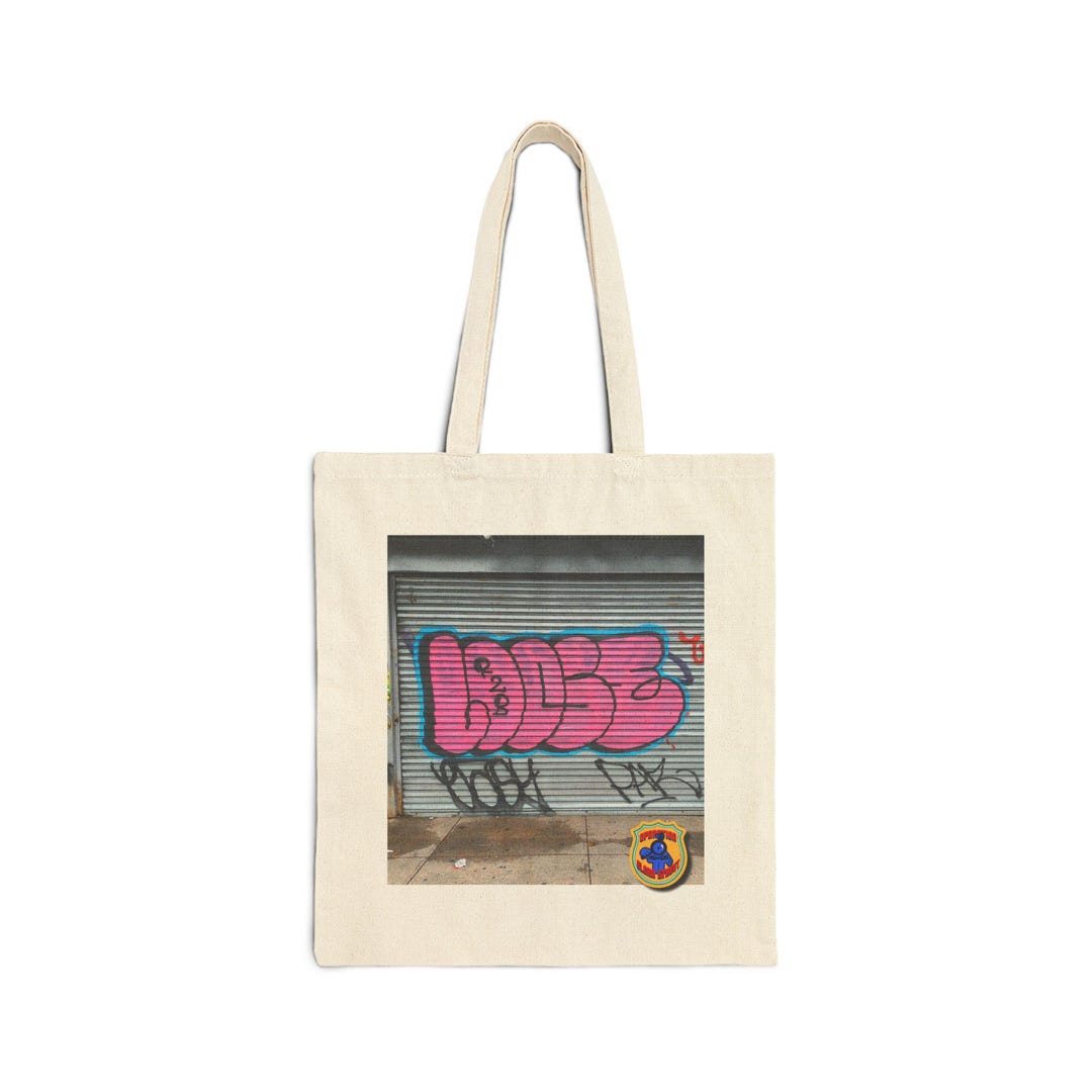 NYC Pink Graffiti Shutter Tote Bag | Urban Street Art Canvas #loose - Etsy