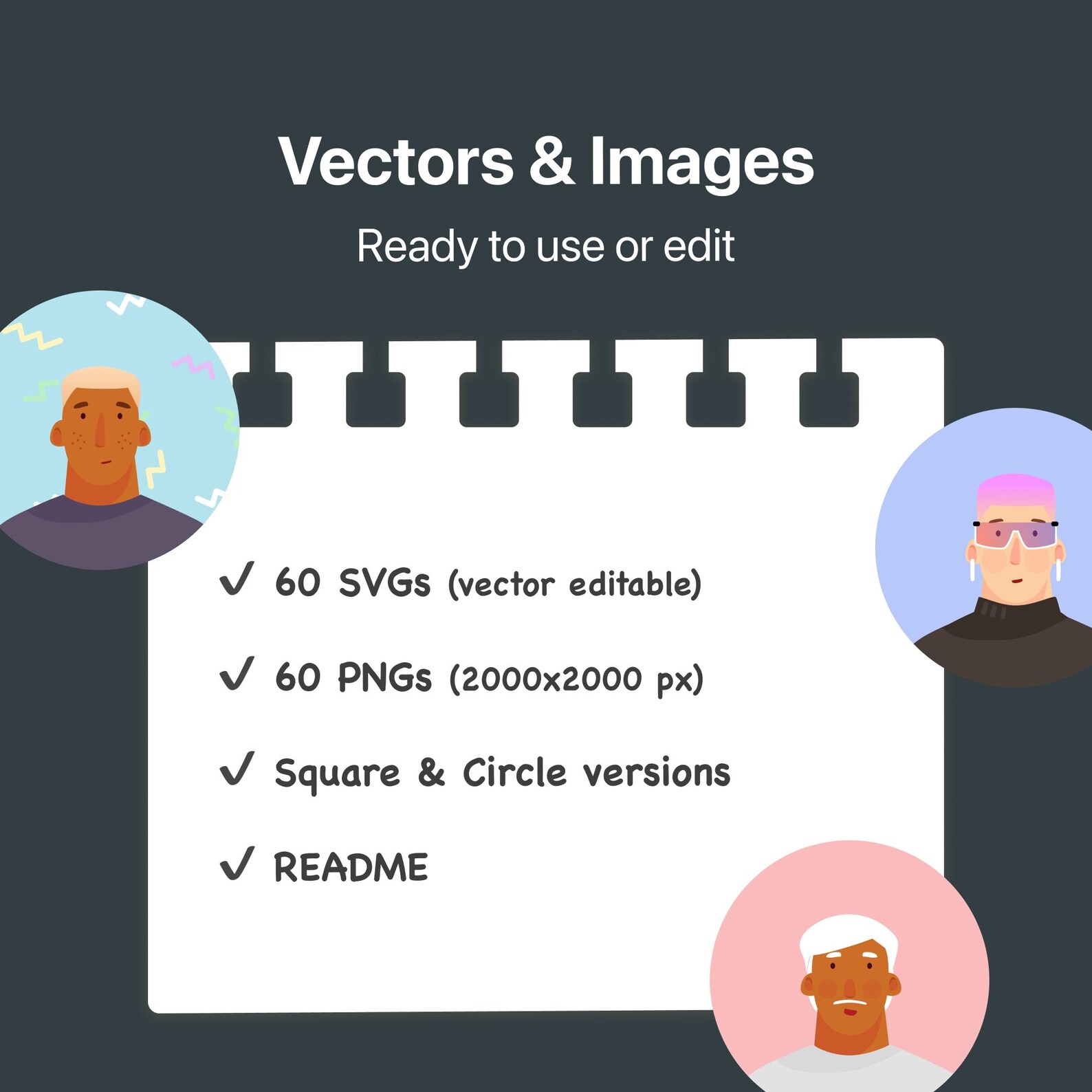 30 Colourful Avatars Pack | PNG & SVG | Diverse Cartoon Profile Icons ...