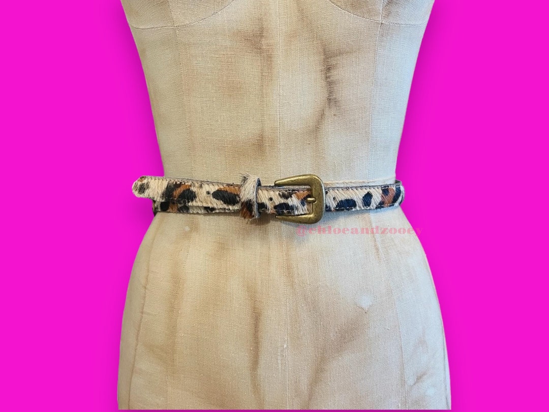 Vintage Thin Leopard Cheetah Pony Hair Belt Gold Tone Buckle Pinup Punk ...