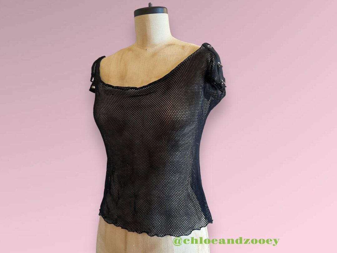 Y2K Lip Service Fash-ist Fishnet Asymmetrical off Shoulder Top Safety ...