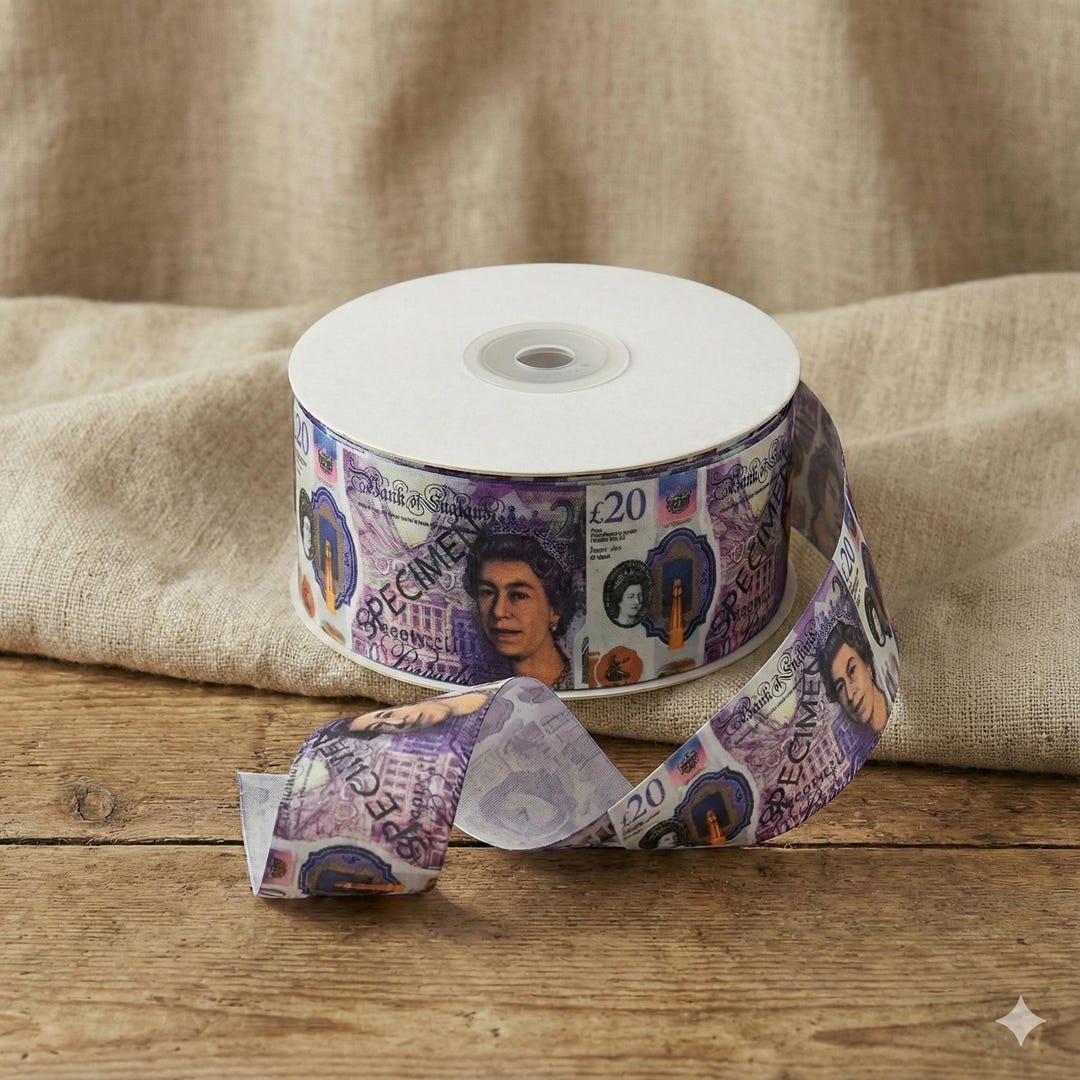 20 Pound Money Ribbon | Luxury Cash Print Fabric Ribbon for Gift ...