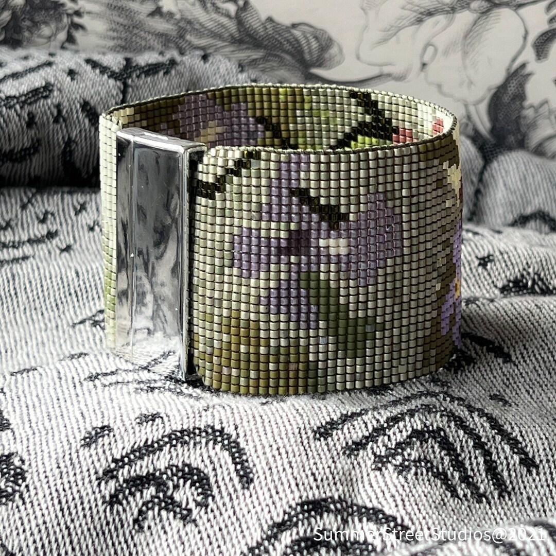 Spring Garden Extra Wide Hand Loomed Beaded Cuff Bracelet Fits - Etsy