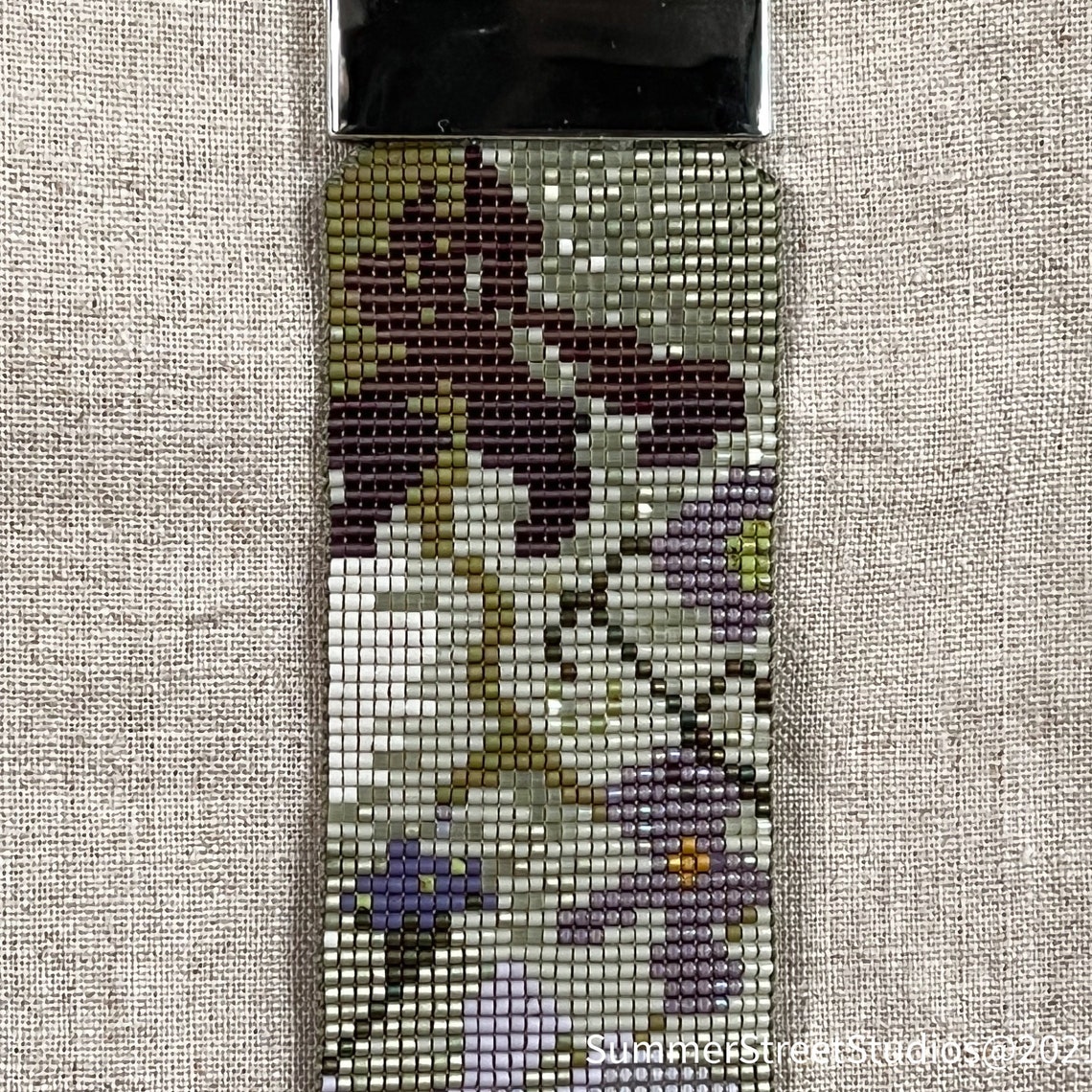 Hand Loomed Beaded Cuff Bracelet: Spring Iris Lilac Boho Style - Etsy