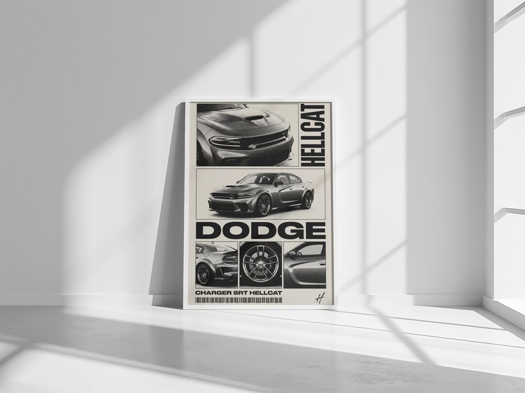 Dodge Charger SRT Hellcat Poster | Halftone Muscle Car Wall Art Print ...