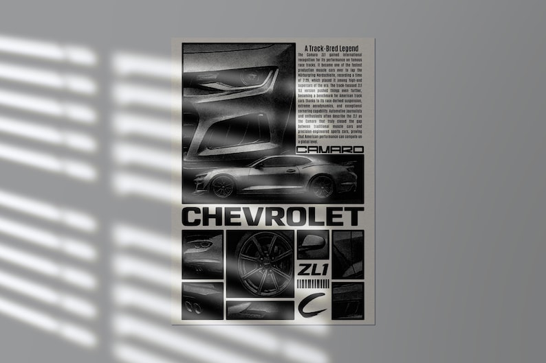 Chevrolet Camaro ZL1 Collage Poster | Halftone Matte Vertical Poster - Etsy