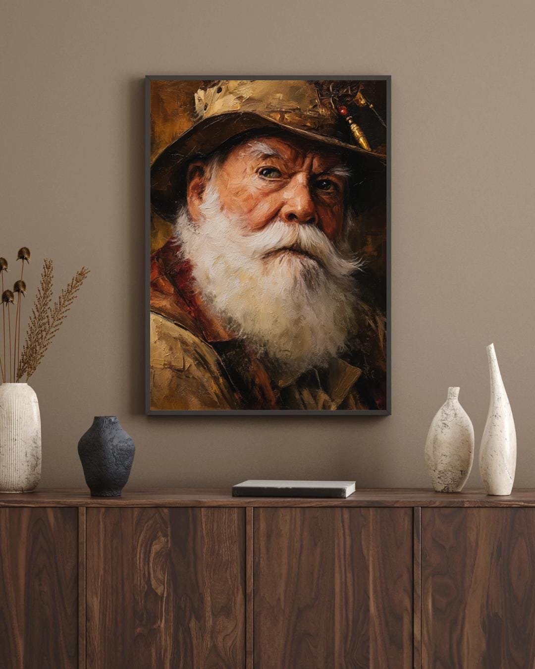 Pappa Noel Portrait Print, Rustic Cajun Santa Art, Heavy Brushstroke ...