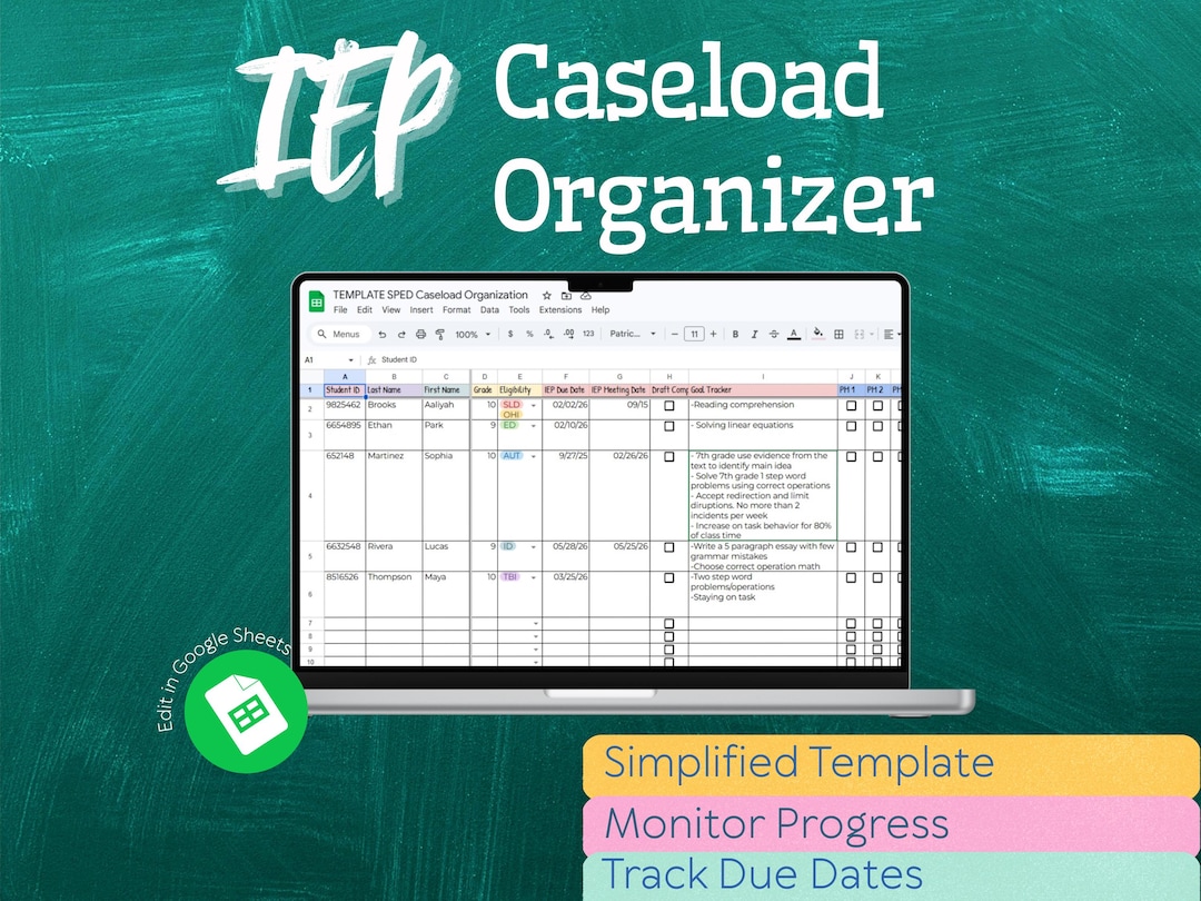 IEP Case Management Tracker Data Collection Tool for Special Education ...