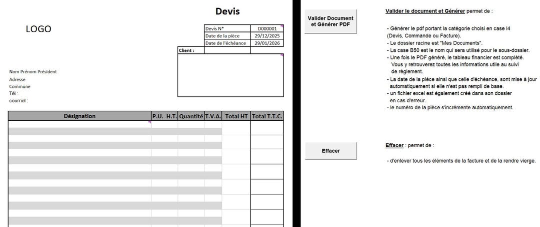 Automatic Excel Invoice Template for Self-employed Individuals or ...