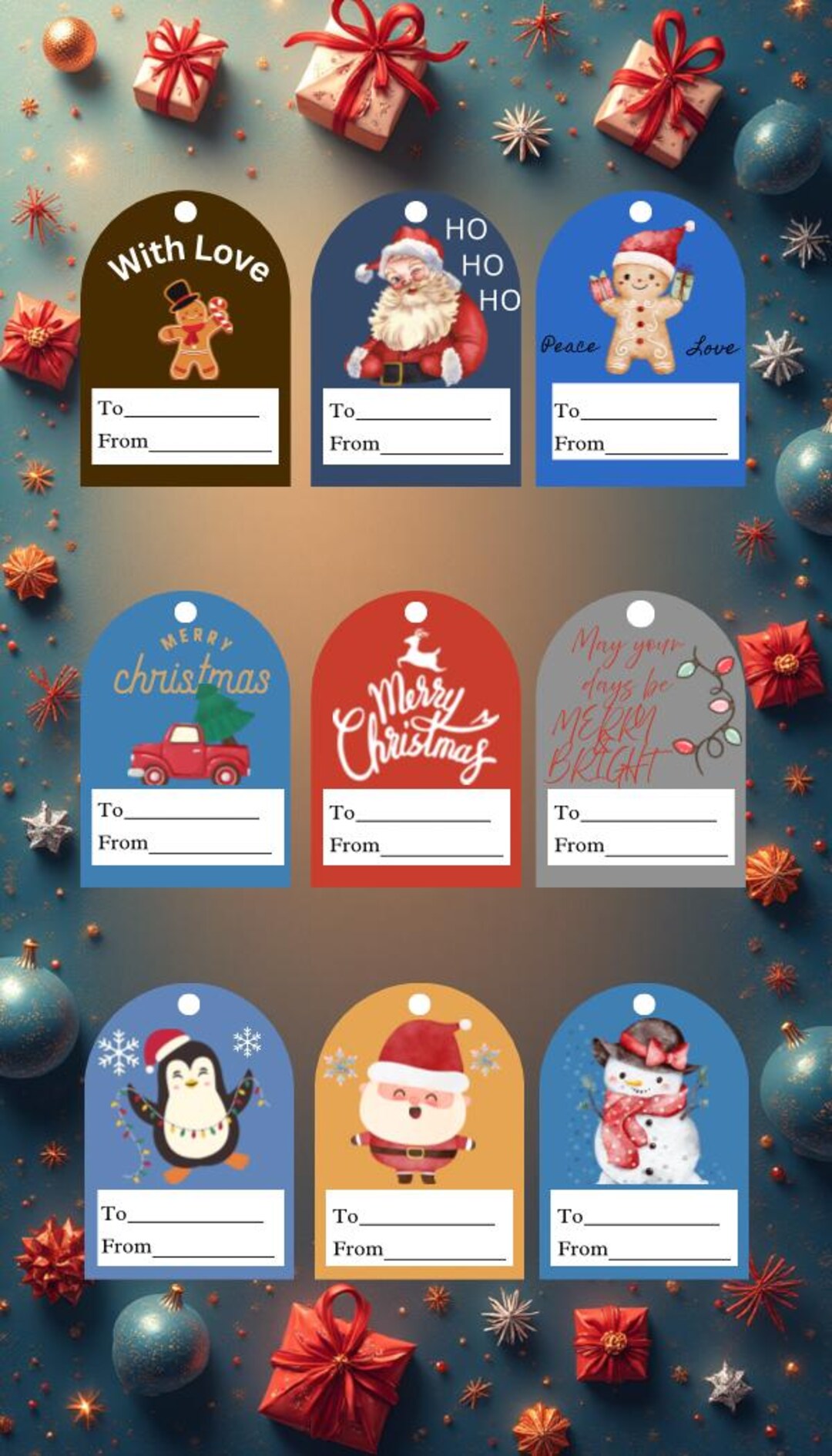 Editable Christmas Gift Tags, Personalized Holiday Labels (canva) - Etsy