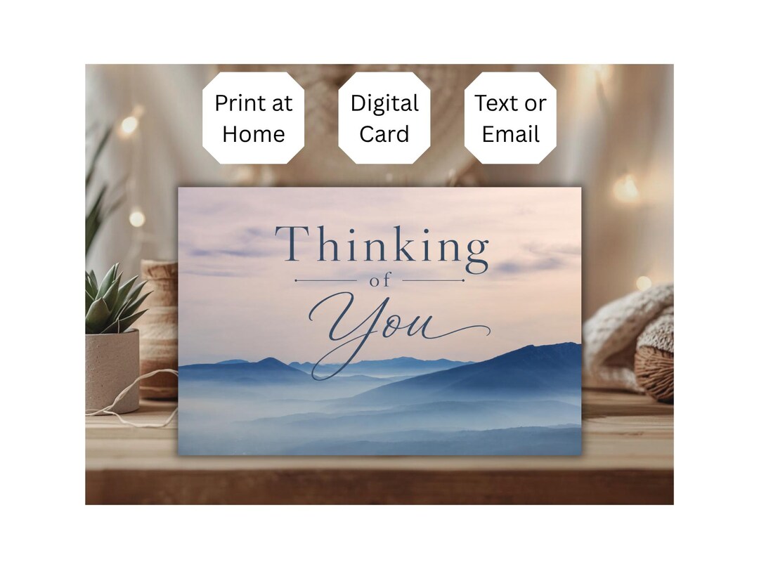 Thinking of You Card Printable, Peaceful Mountain Greeting, Sympathy ...