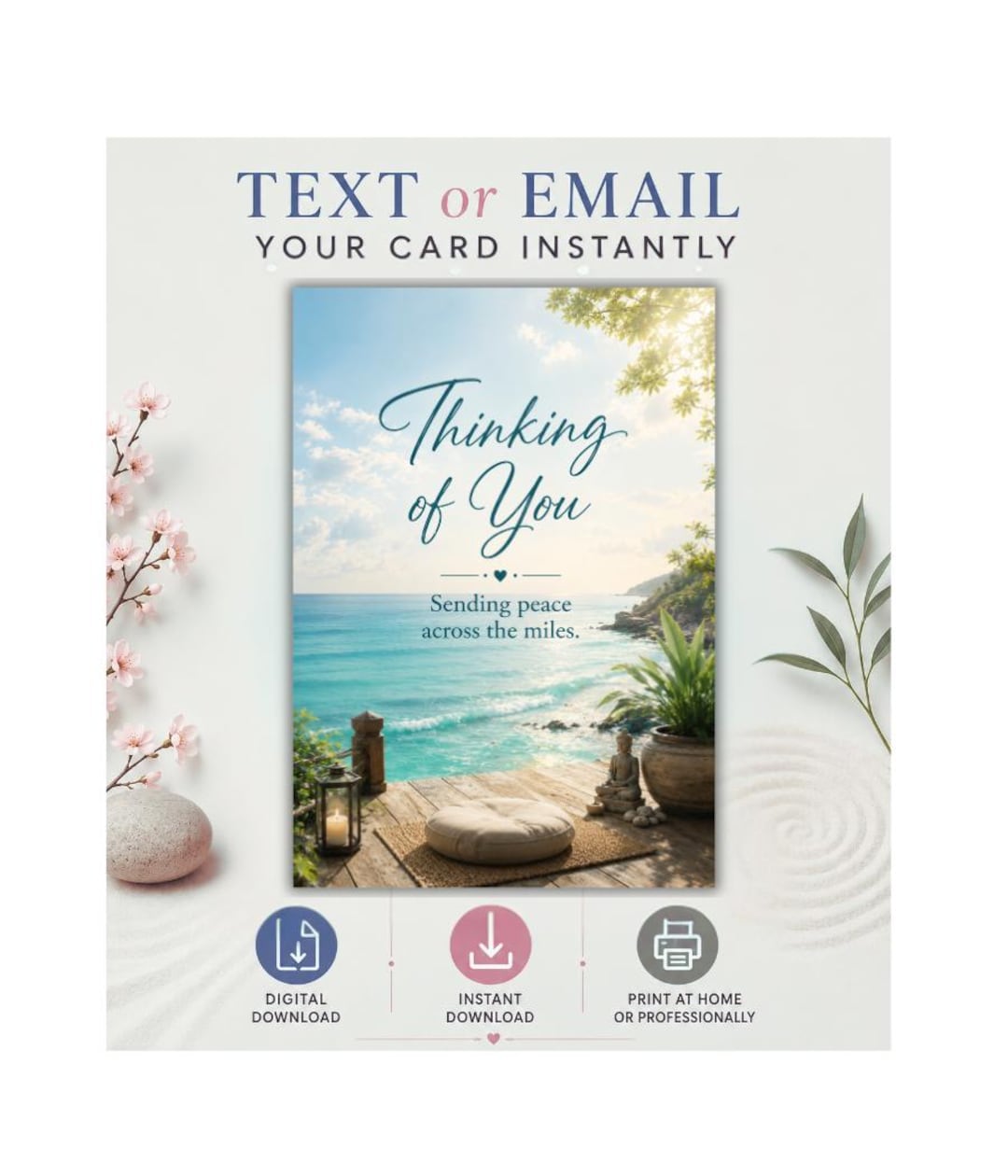 Thinking of You Card | Peaceful Ocean Zen Greeting | Encouragement ...