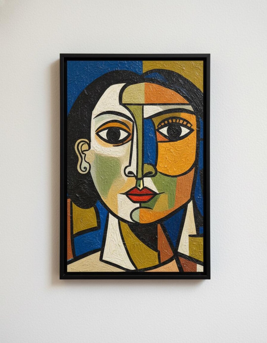 Cubist Portrait Print, Picasso Style Abstract Face, Colorful Geometric ...