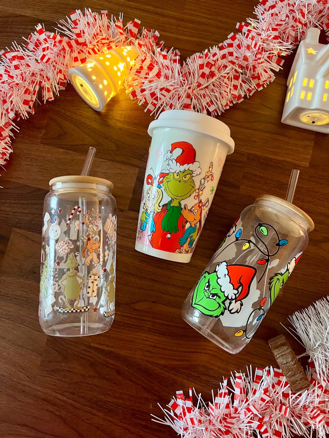 Grinch Christmas Glass Cups | Christmas Tumbler | Festive Glass Cups ...