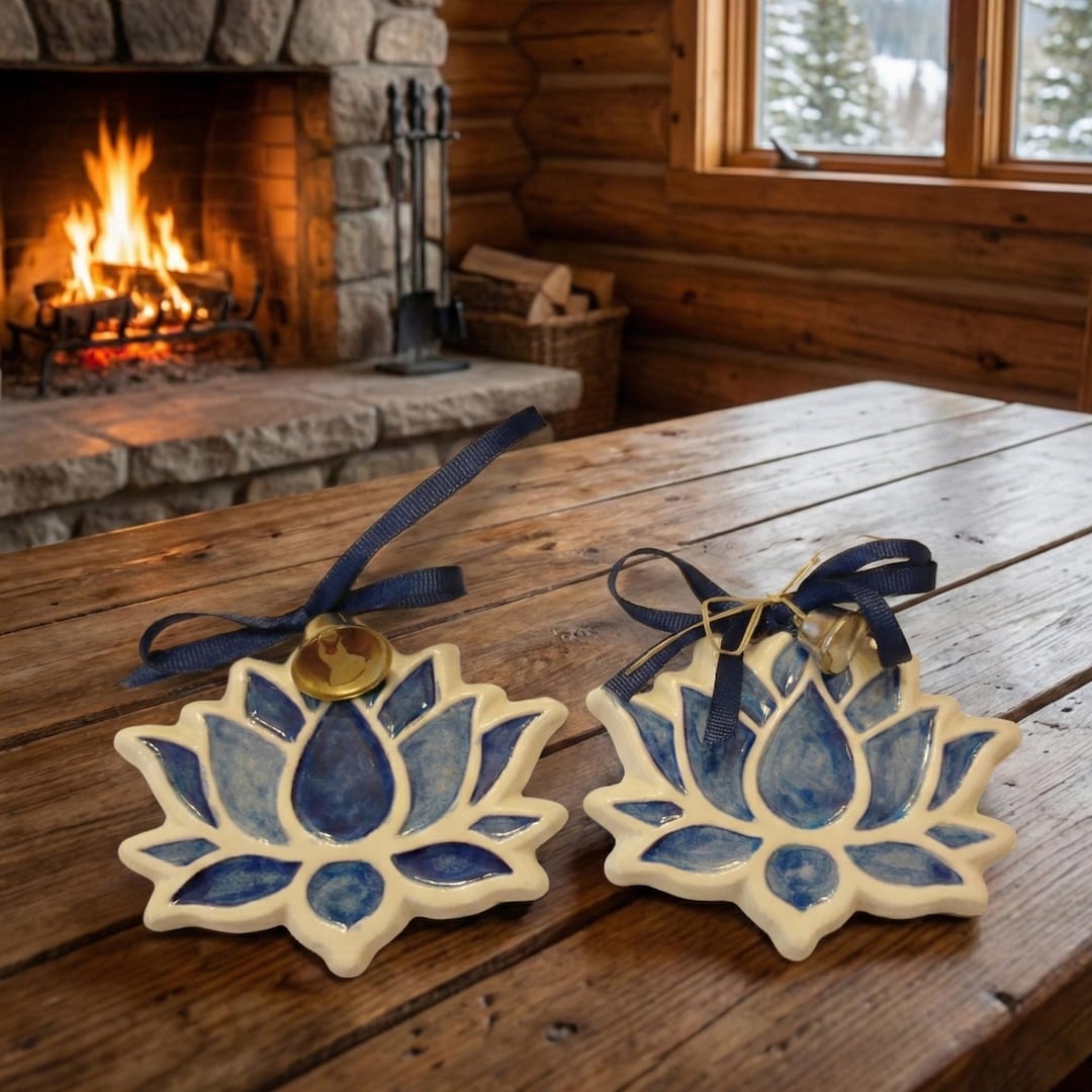 Blue White Ceramic Lotus Wall Decor, Hand Painted Turkish Tile Art ...