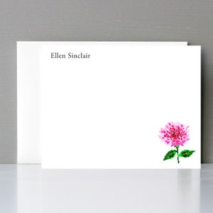 Personalized Note Set, Pink Flower Note Cards, Custom Flat Notes, Set ...
