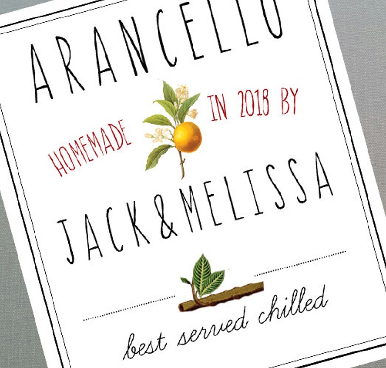 Orangecello Label Arancello Label or Tags Personalized | Etsy