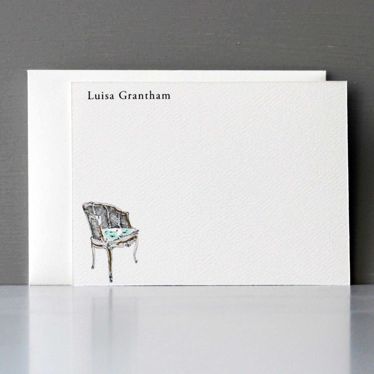Personalized Note Set With French Chair, Interior Designer Stationery ...