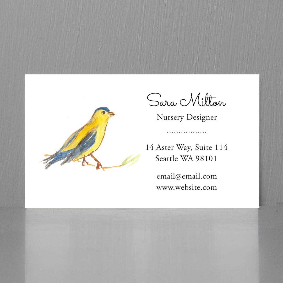 Watercolor Bird Business Card, Nanny Business Card - Etsy