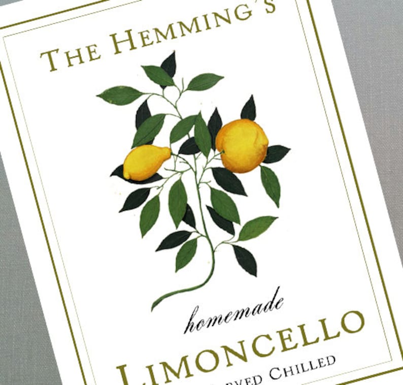 Personalized Limoncello Labelsbotanical Lemon Labels - Etsy