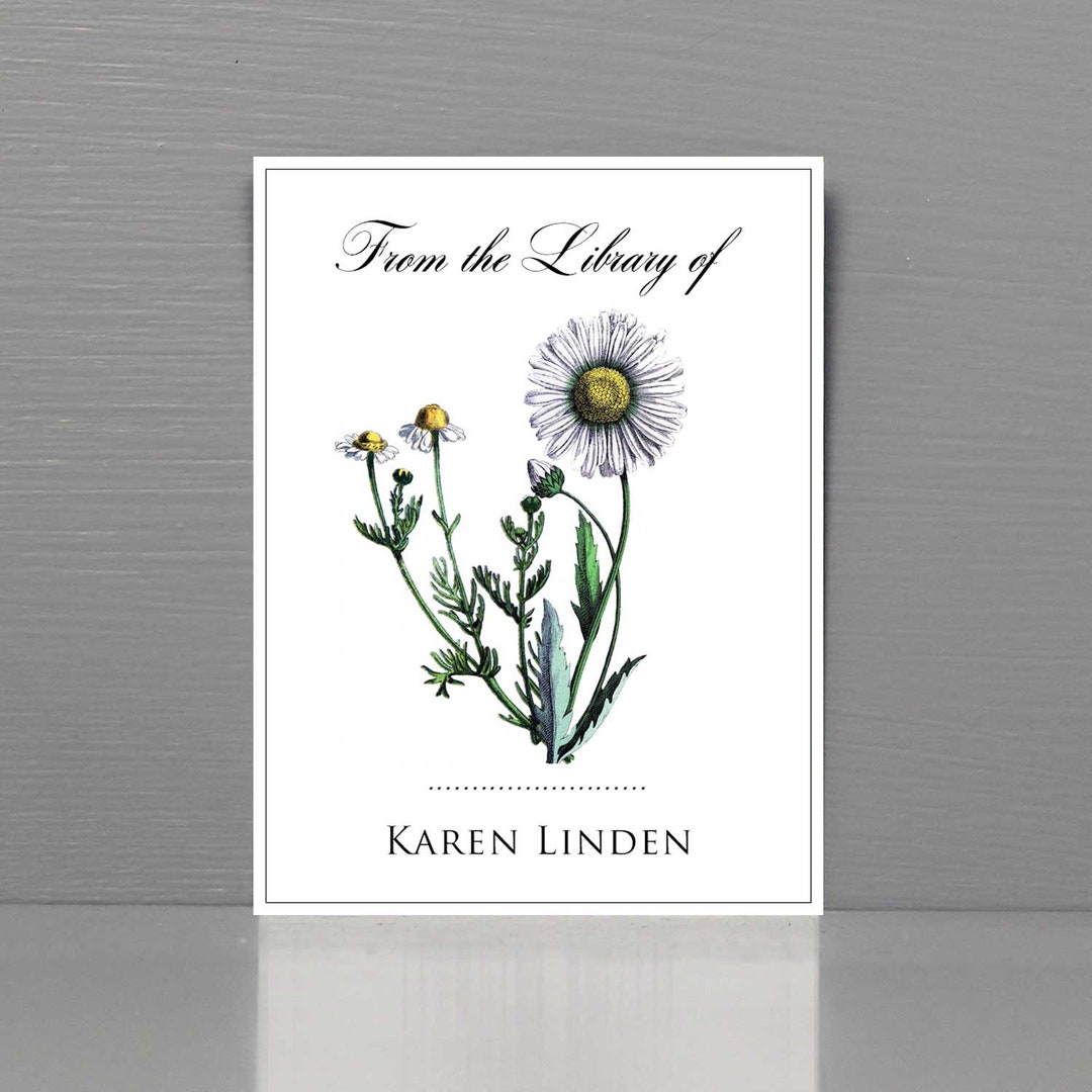 Personalized Bookplate With Daisy, Custom Bookplate,flower Bookplate - Etsy