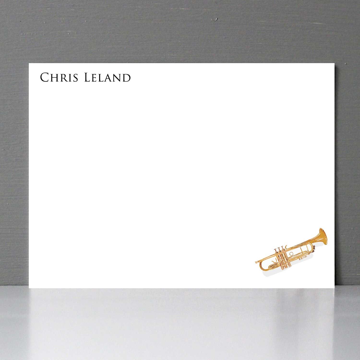 Trumpet Note Cards Personalized Flat Note with Trumpet Set | Etsy