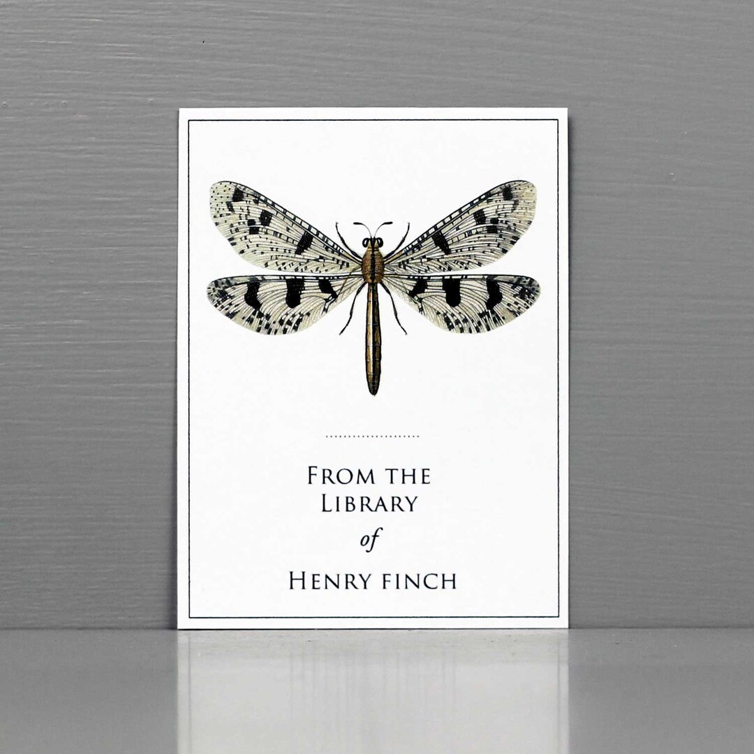 Personalized Bookplate With Winged Insect, Antlion, Classic Bookplates ...