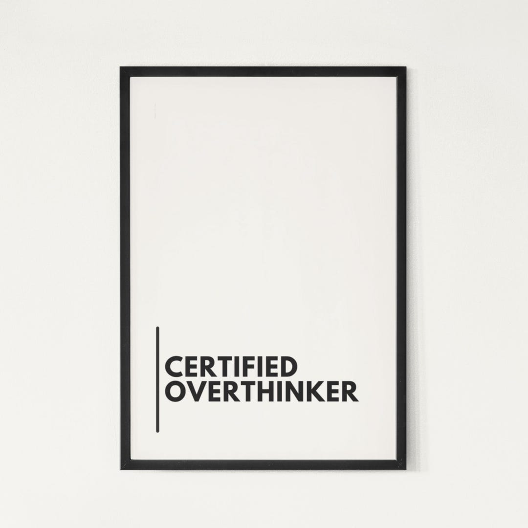 Certified Overthinker Poster Printable Minimalist Beige Wall Art ...