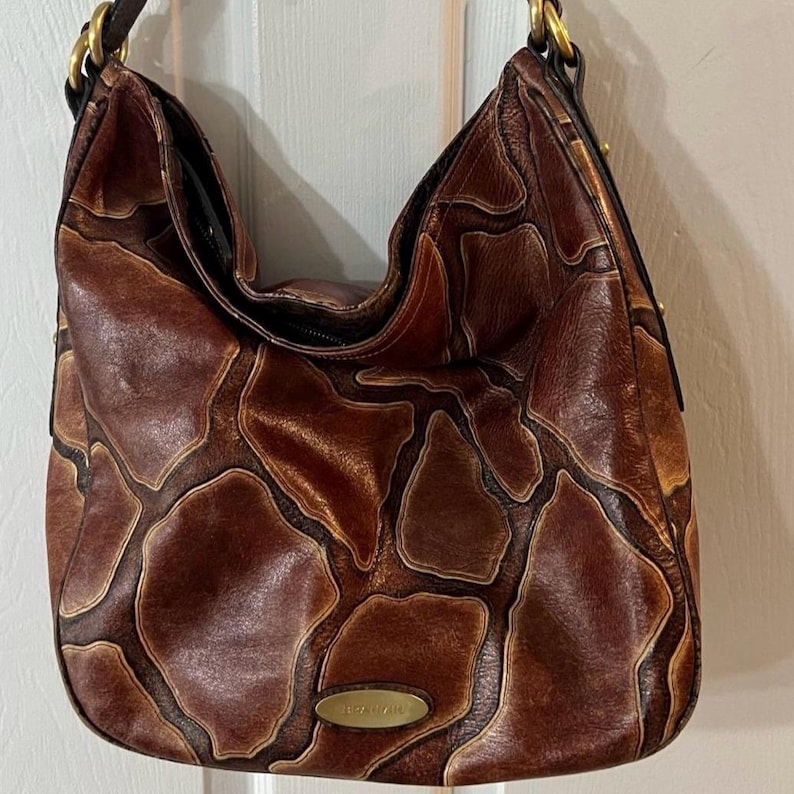 Brahmin Giraffe Style Leather Hobo Handbag W/dust Bag - Etsy
