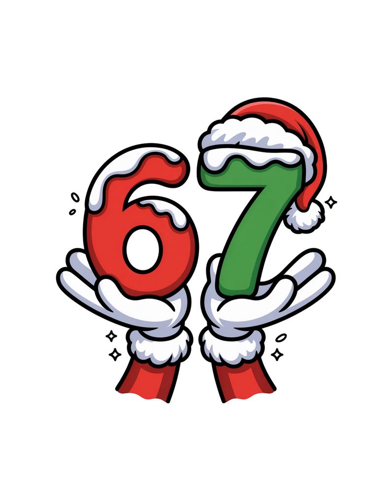67 Christmas Number PNG | Santa Hands Holding Six & Seven - Etsy
