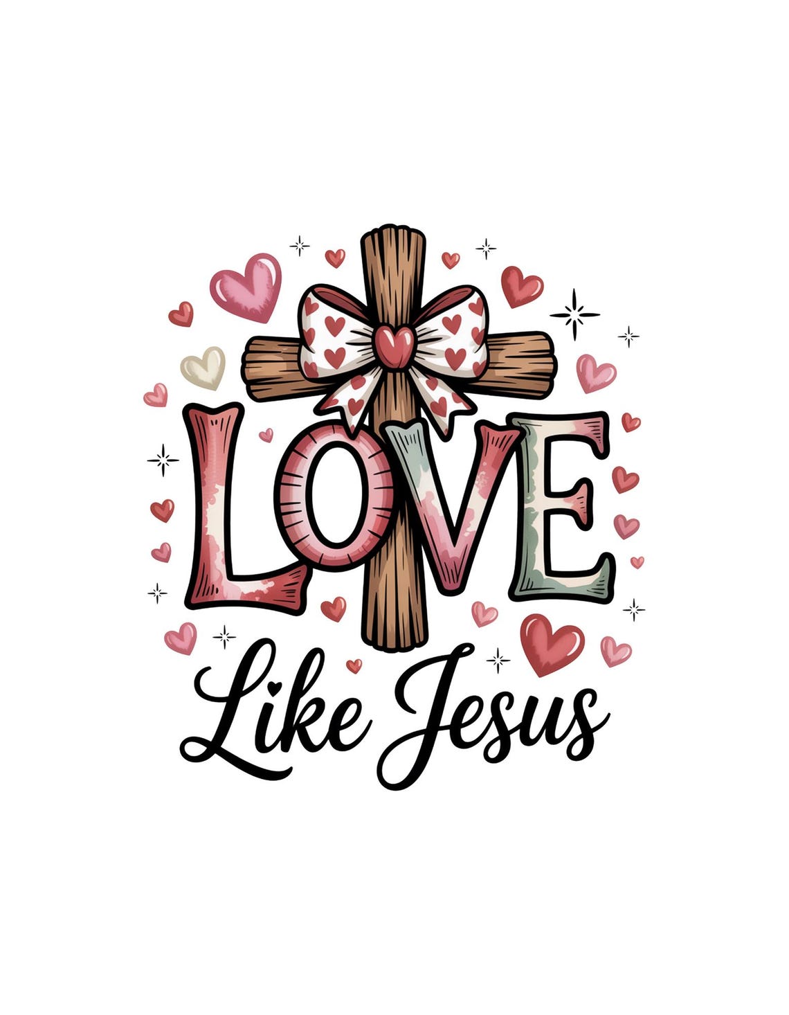 Love Like Jesus PNG, Christian Valentine's Day Sublimation, Faith Heart ...