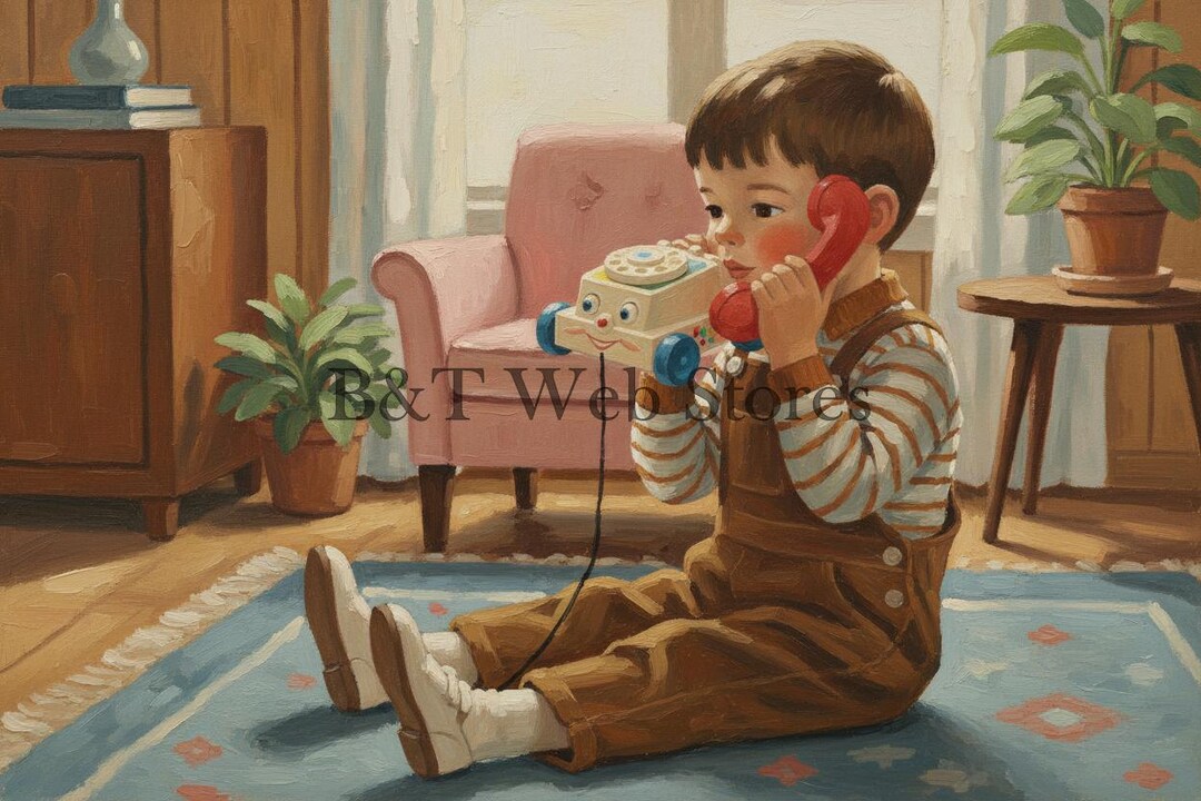 Boy With Fisher Price Chatter Telephone - Etsy