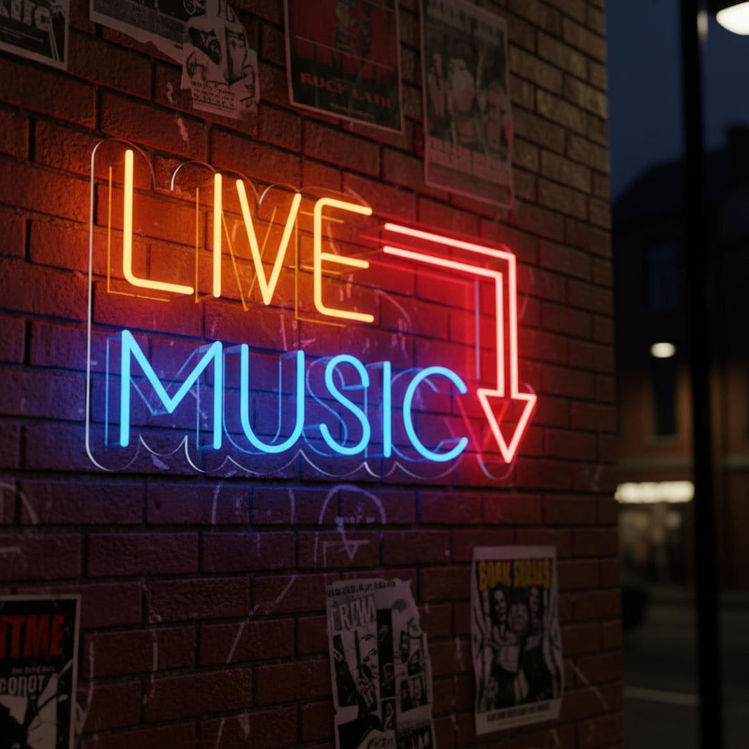 Live Music Neon Sign | Neon Bar Sign | Music Studio Decor ...
