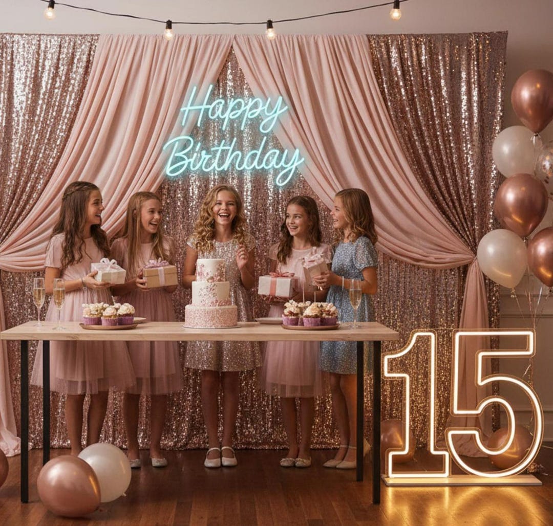 Happy Birthday Neon Sign | Birthday LED Sign | Birthday Party LED Wall ...