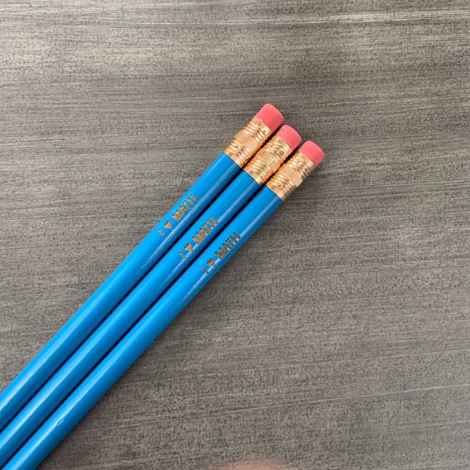 I Love Math Engraved Pencil Set of Three in Aqua Blue. Back to - Etsy