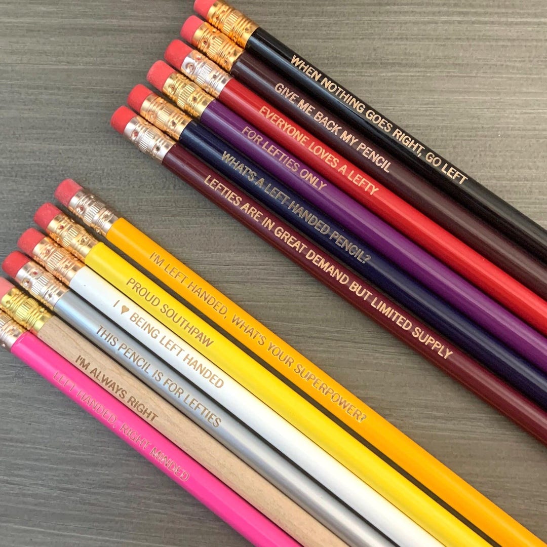 Lefty Pencil Gift Bundle – 2 Engraved Pencil Sets for Left-handed ...