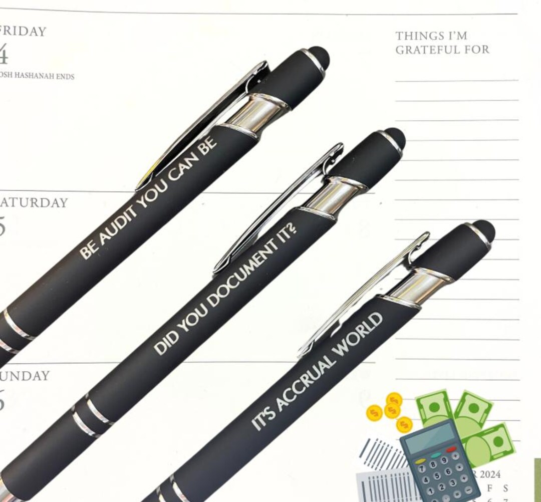 CPA Pen Set – Black Stylus Pens With Tax Puns, Accountant Gift ...