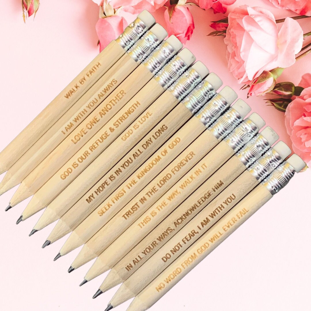 Engraved Bible Verse Mini Pencils: Christian Easter Gift, Set of 12 ...