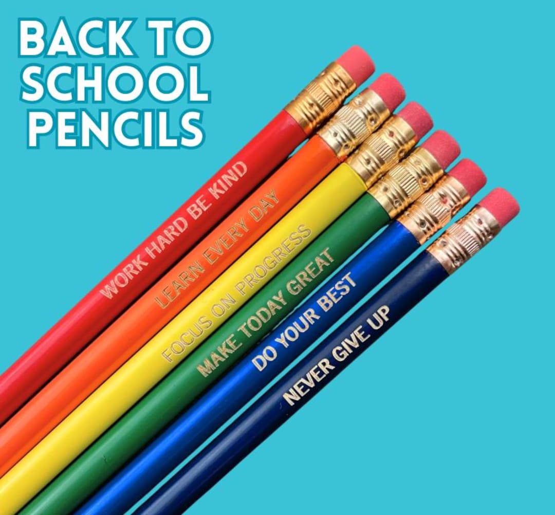 Rainbow Engraved Pencils - Set of 6 - Motivational Teacher Student Gift ...