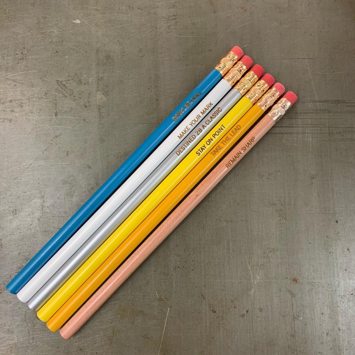 Pencil Pun Pencil Set 6 Pencils. Multicolor Multi Quote. 2 | Etsy