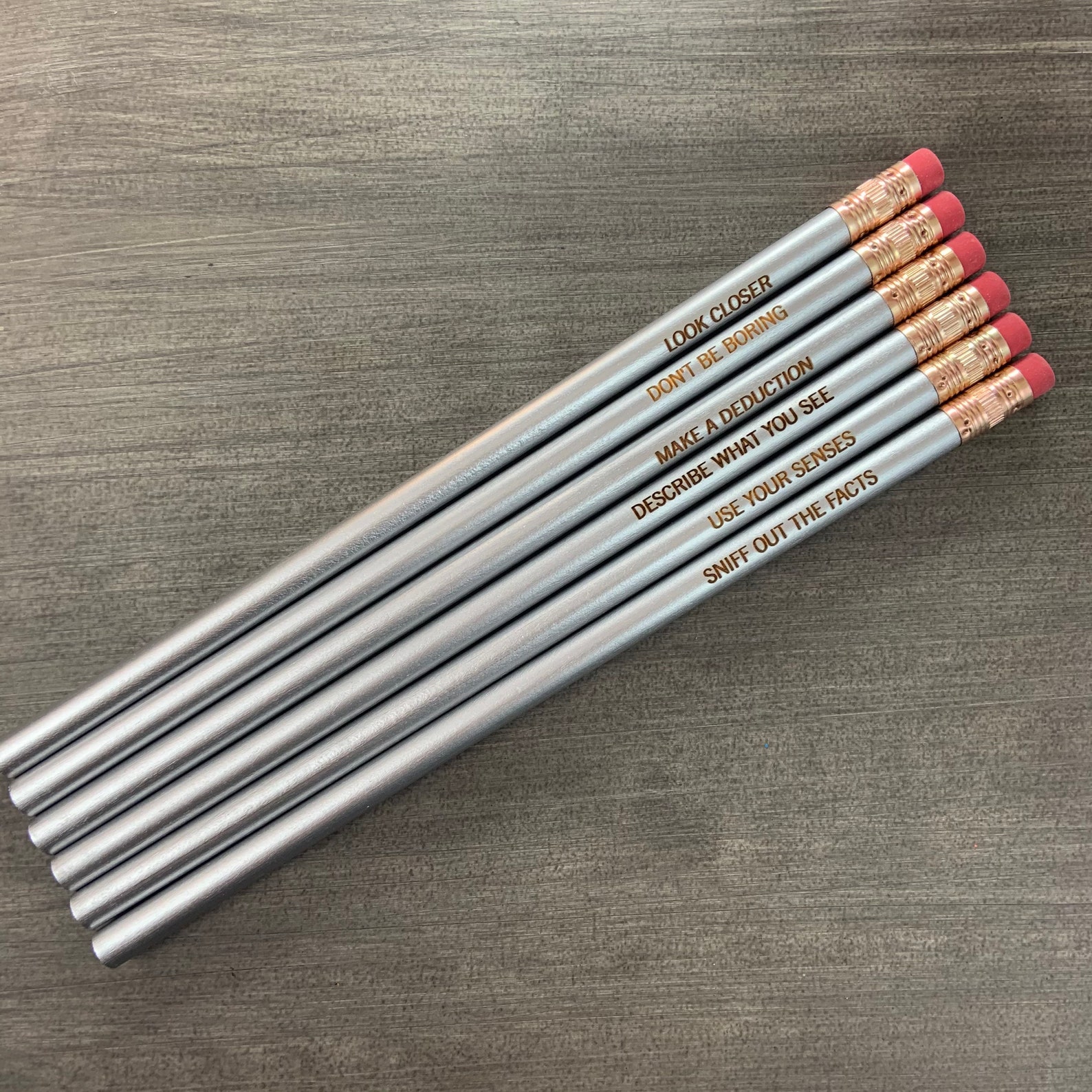 Sherlock Holmes Engraved Pencil Set 6 Light Pencils in Silver. - Etsy