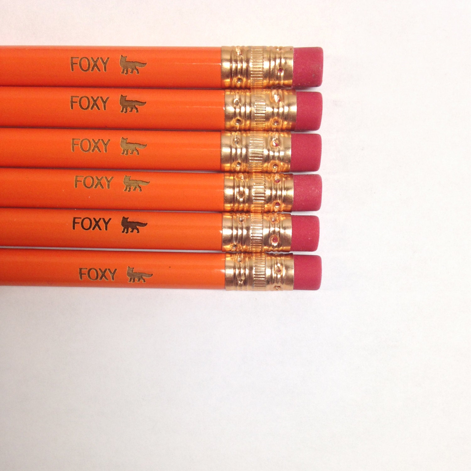 Foxy Fox Orange Set of 6 Personalized Engraved Pencils With a - Etsy