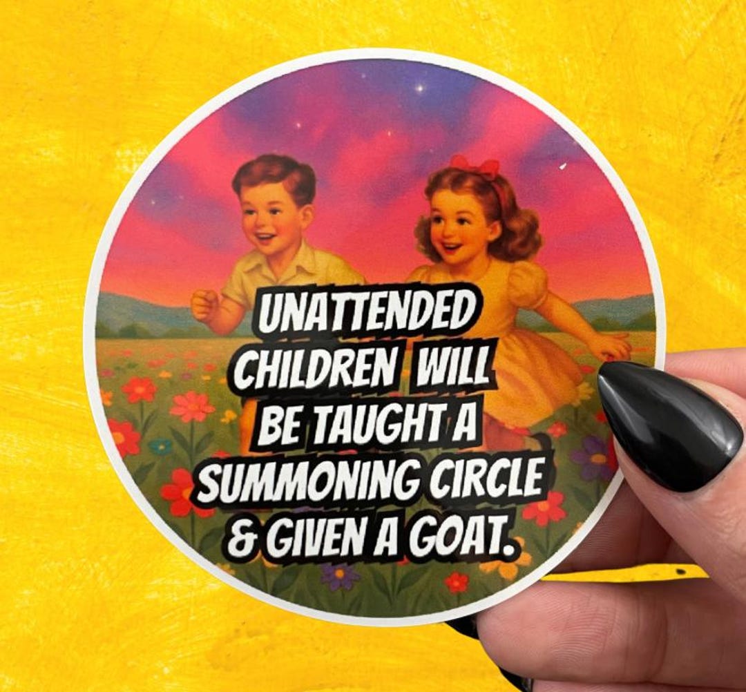 Funny Occult Sticker: Unattended Children Summoning Circle & Goat - Etsy