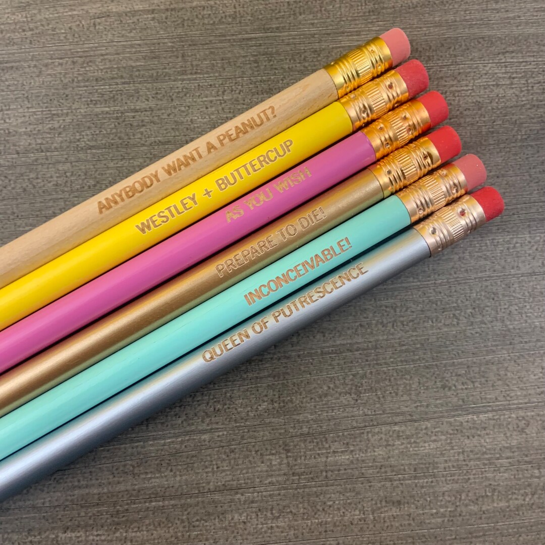Princess Pastel 80s Pencil Set of 6. Engraved Pencils. as You Wish ...