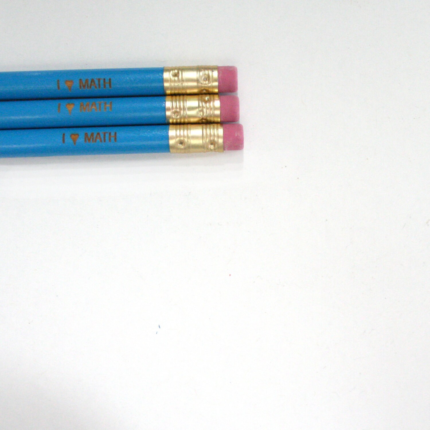 I Love Math Engraved Pencil Set of Three in Aqua Blue. Back to - Etsy